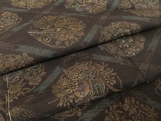 平和屋着物●本場大島紬　９マルキ　吉祥天井文　正絹　逸品　未使用　AAAT9450np