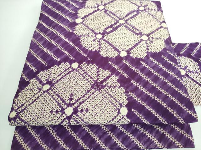 平和屋本店■極上　岩手の匠　草紫堂　南部絞り　紫根染　九寸名古屋帯　菱文　逸品　DZAA5404kh5