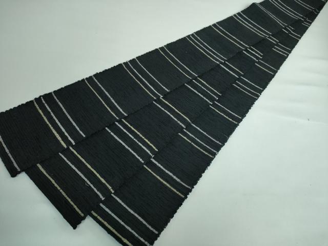 平和屋本店■極上　男性　角帯　紬地　横段文　黒地　逸品　DZAA5421kh5
