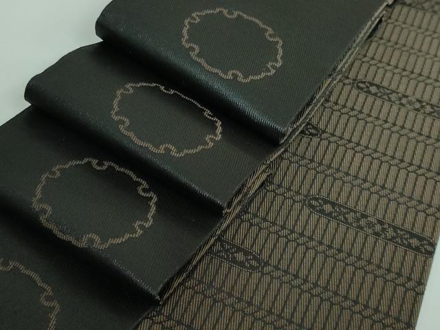 平和屋本店■極上　男性　両面　角帯　雪輪　暗黒色　逸品　DZAA5420kh5