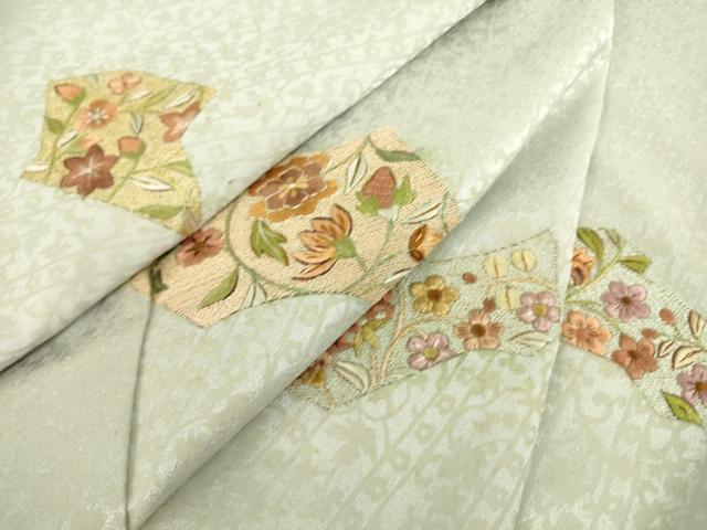 平和屋着物▽訪問着　単衣　総刺繍　破れ色紙更紗花文　金糸　正絹　逸品　DAAS0069az
