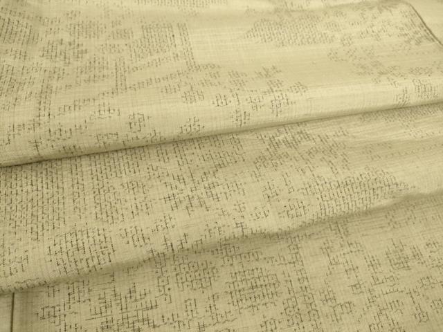 平和屋着物▽結城紬　単衣　風景花文　80亀甲　正絹　逸品　DAAS0068az