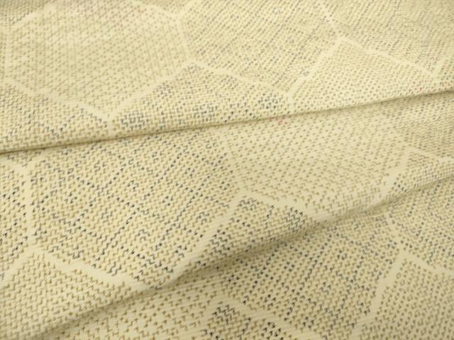 平和屋着物▽上質な紬　単衣　亀甲文　正絹　逸品　DAAS0079az