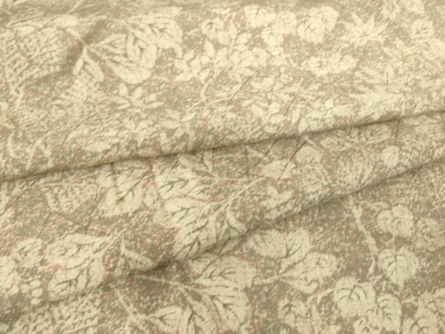 平和屋着物▽上質な小紋　単衣　草葉文　正絹　逸品　DAAS0094az