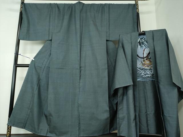 平和屋着物●男性　本場大島紬　アンサンブル　キングサイズ　長羽織　100亀甲　総詰め　正絹　逸品　DAAS3087ps