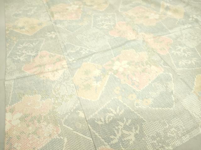 平和屋着物▽本塩沢 単衣 破れ色紙花文 正絹 逸品 DAAS0156az