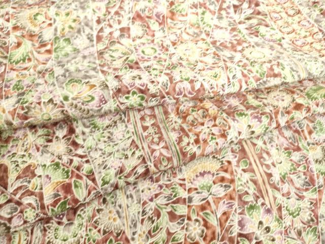 平和屋着物▽上質な小紋　単衣　更紗花文　正絹　逸品　DAAS0148az