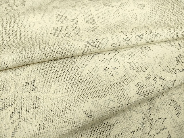 平和屋着物▽本塩沢　単衣　更紗花文　110亀甲　正絹　逸品　DAAS0118az