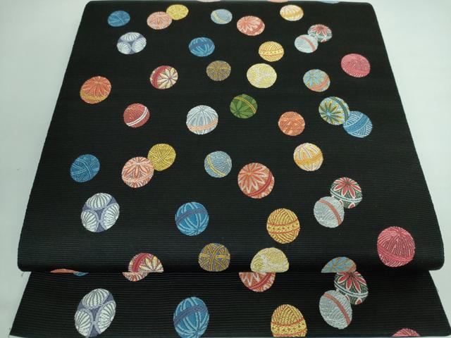 平和屋本店■極上　西陣の老舗　1782年創業　山下織物　六通柄袋帯　唐織　わらべ唄　黒地　金糸　逸品　DZAA5823kh5