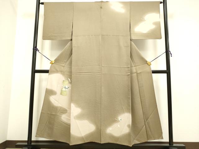 平和屋着物▽訪問着　単衣　刺繍　枝葉文　金糸　正絹　逸品　DAAS4013du