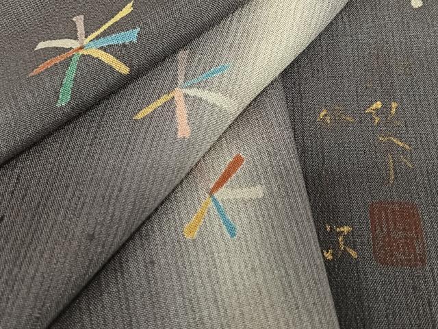 平和屋着物●上質な紬　作家物　舞花文　正絹　逸品　未使用　AAAU8138zg