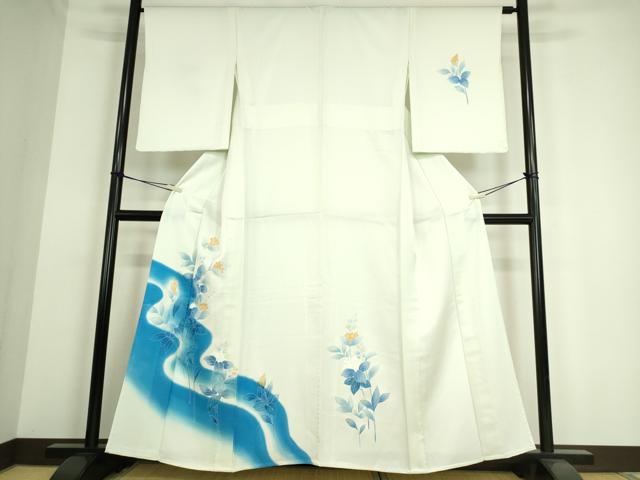 平和屋着物▽訪問着　単衣　草花文　正絹　逸品　DAAS0186az