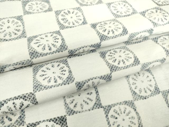 平和屋着物▽小紋　単衣　市松丸文　洗える着物　DAAS0206az