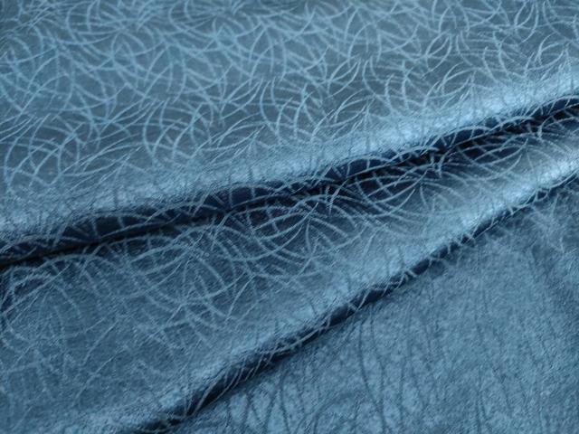 平和屋着物▽上質な色無地　単衣　芝地紋　青藍色　正絹　逸品　DAAS0220az