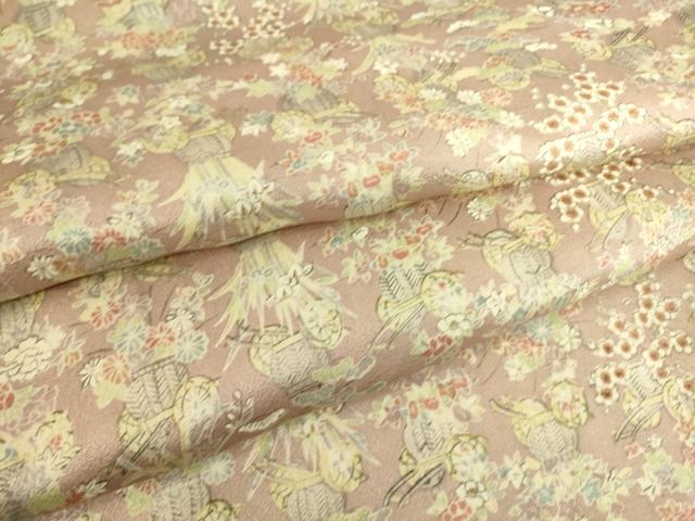 平和屋着物▽上質な小紋　単衣　花籠文　正絹　逸品　DAAS0226az