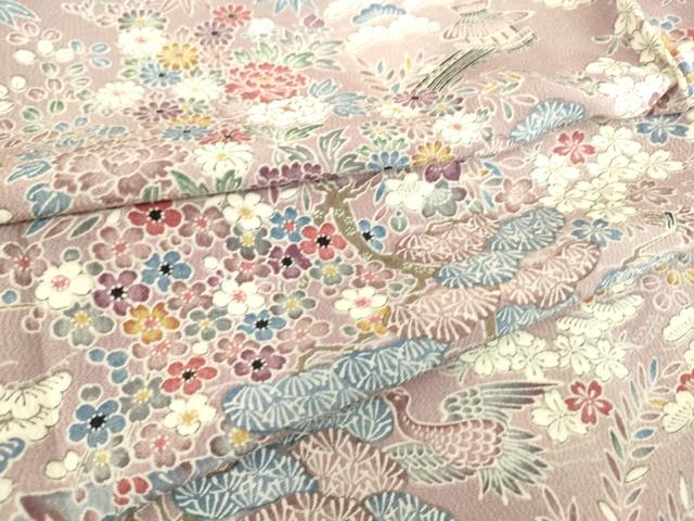 平和屋着物▽上質な小紋　単衣　花鳥風景文　正絹　逸品　DAAS0256az