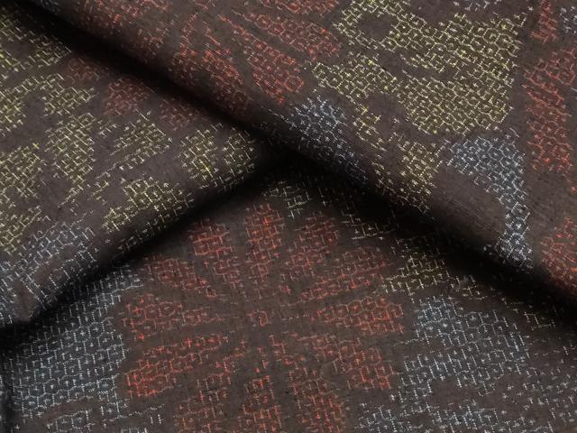 平和屋着物●本場結城紬　80亀甲　籬花文　正絹　逸品　未使用　CAAS0310th