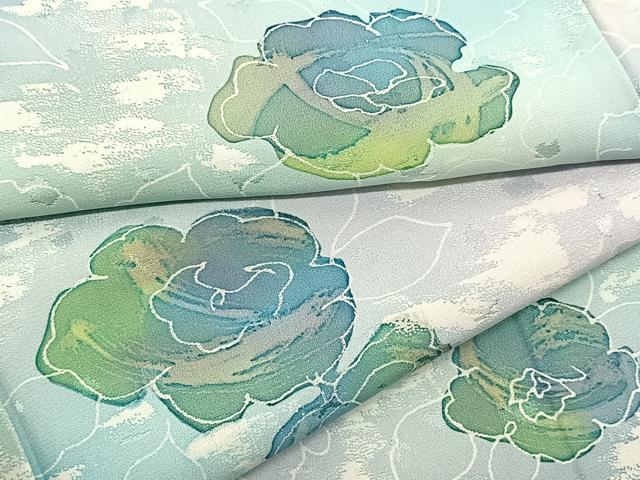 平和屋着物▽上質な小紋　単衣　舞花文　暈し染め　正絹　逸品　BAAS8187yc