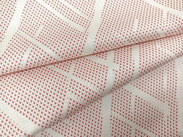 平和屋着物▽上質な紬　単衣　幾何学文様　正絹　逸品　BAAT0608