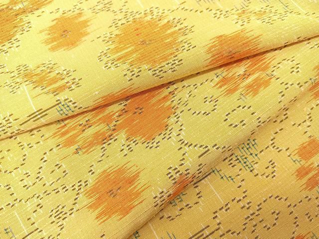 平和屋着物▽上質な紬　単衣　切り嵌め花唐草文　正絹　逸品　BAAT0612yc