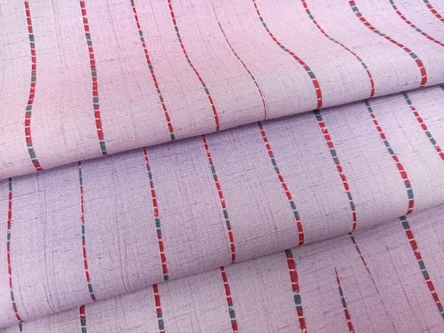 平和屋着物▽上質な小紋　単衣　紬地　変わり縞　暈し染め　正絹　逸品　BAAT0611yc