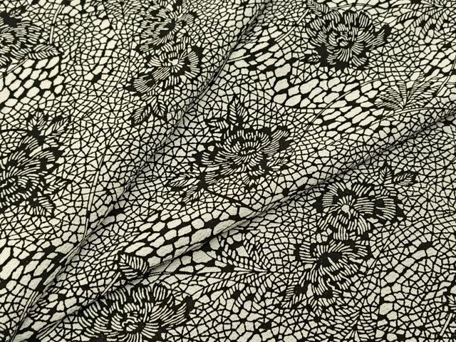 平和屋着物▽上質な小紋　単衣　牡丹花文　正絹　逸品　BAAT0417yt