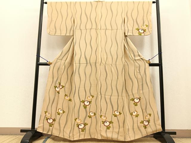 平和屋着物●銀座　志ま亀　訪問着　万寿菊　胴抜き仕立て　正絹　逸品　BAAT0416yt