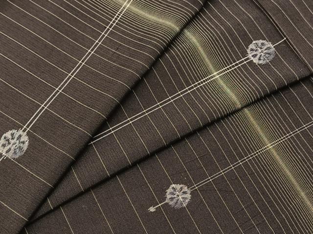 平和屋着物▽上質な紬　単衣　簪文様　正絹　逸品　BAAT0438yt