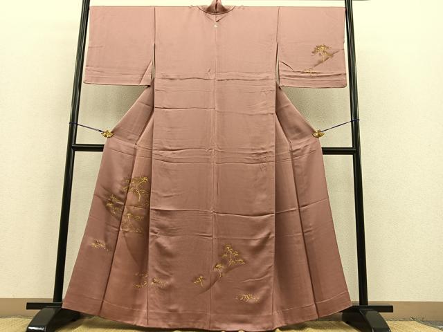 平和屋着物▽訪問着　単衣　浜松文　竹屋町刺繍　金彩　正絹　逸品　BAAT1105hv