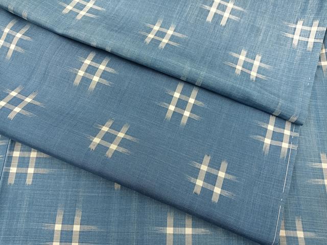 平和屋着物▽上質な紬　単衣　井桁絣　正絹　逸品　BAAT1128hv