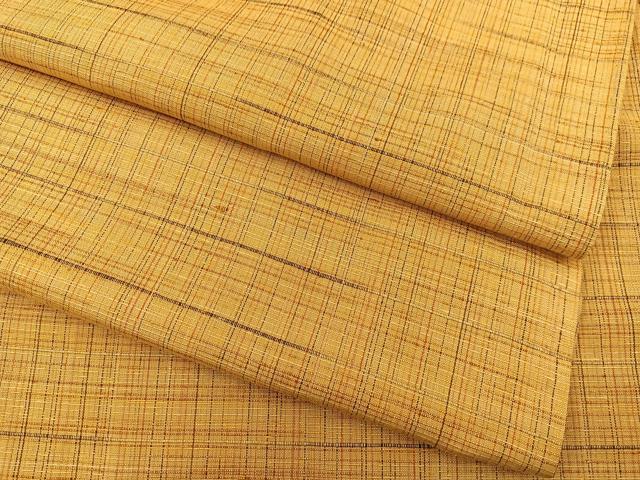 平和屋着物▽上質な紬　単衣　格子柄　正絹　逸品　BAAT1121hv