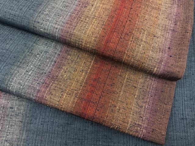 平和屋着物▽上質な紬　単衣　間道　正絹　逸品　BAAT1124hv