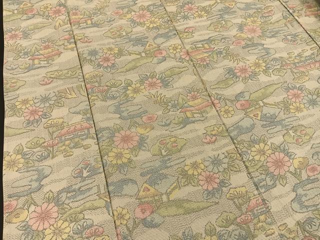 平和屋着物▽上質な紬　単衣　御所解花文　正絹　逸品　BAAT1151hv