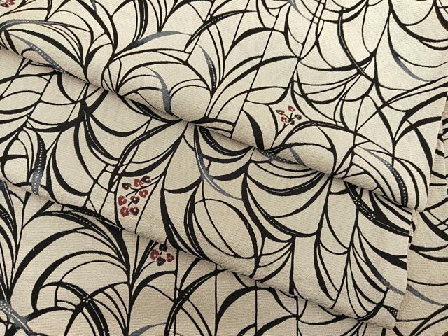 平和屋着物▽上質な小紋　単衣　草花文　正絹　逸品　BAAT1140hv