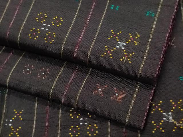 平和屋着物●上質な紬　花織　吉祥文　正絹　逸品　CAAR8256vf