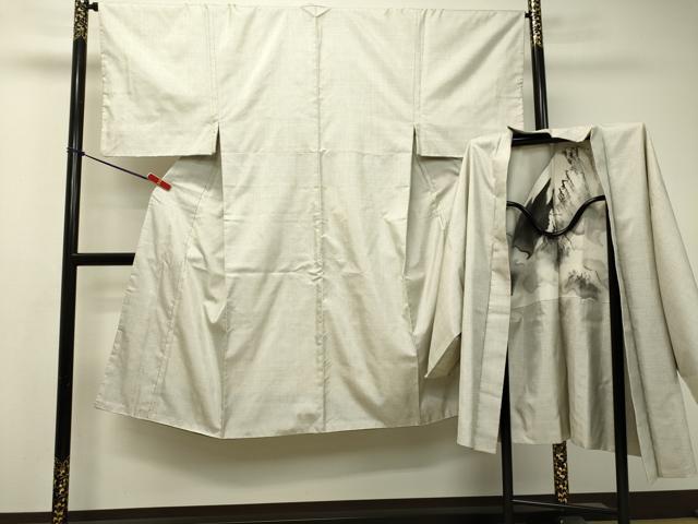 平和屋着物●男性　本場大島紬　白大島　アンサンブル　100亀甲　総詰め　正絹　逸品　DAAS2228tw