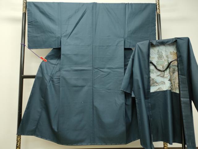 平和屋着物●男性　紬　アンサンブル　長羽織　80亀甲　総詰め　正絹　逸品　未使用　DAAS2243tw