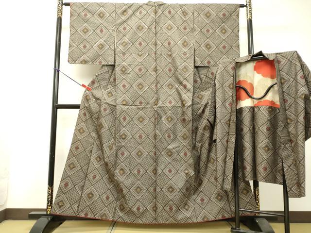 平和屋着物●希少　本場大島紬　龍郷絣　アンサンブル　花菱文　正絹　逸品　DAAS2277tw