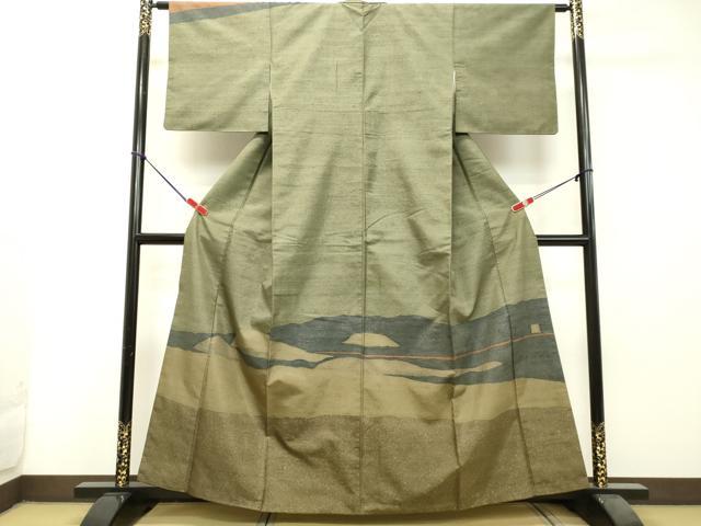 平和屋着物●訪問着　作家物　紬地　抽象文様　正絹　逸品　DAAS2300tw