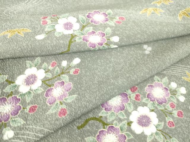 平和屋着物▽小紋　単衣　流水花文　洗える着物　DAAS0354az