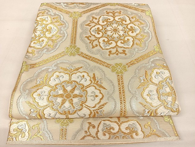 平和屋着物 西陣 川島織物 六通柄 本袋帯 正倉院花文