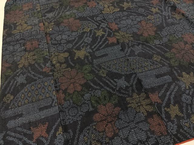 平和屋着物●本場結城紬　重要無形文化財　100亀甲　飛び亀甲　吉祥花文　正絹　逸品　BAAT0806yc