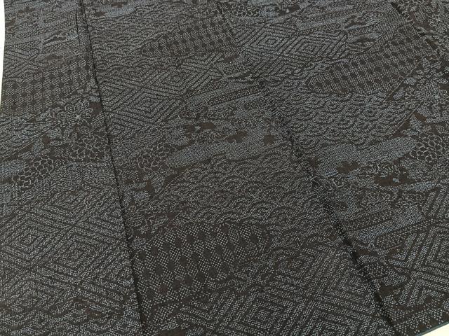 平和屋着物●本場結城紬　重要無形文化財　100亀甲　吉祥草花文　正絹　逸品　BAAT0814yc