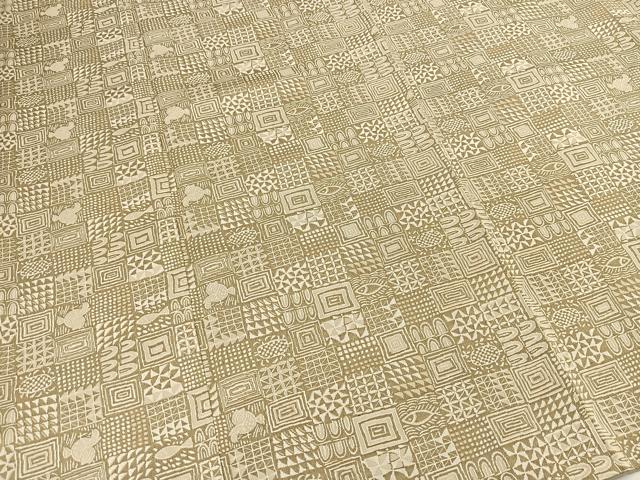 平和屋着物●上質なお召　吉祥市松間道　正絹　逸品　BAAT0847yc