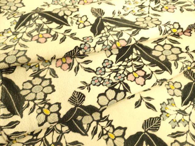 平和屋着物▽上質な小紋　単衣　草花文　正絹　逸品　DAAS0443az