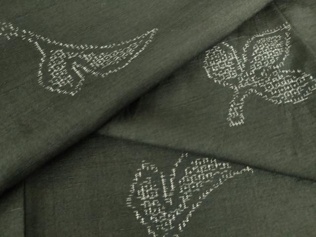 平和屋着物▽上質な紬　単衣　舞花文　正絹　逸品　DAAS0461az