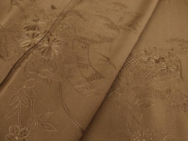 平和屋着物▽中国三大刺繍　スワトウ刺繍　汕頭刺繍　総刺繍　訪問着　単衣　短冊花文箱　金糸　憲法色　正絹　逸品　DAAS0471az