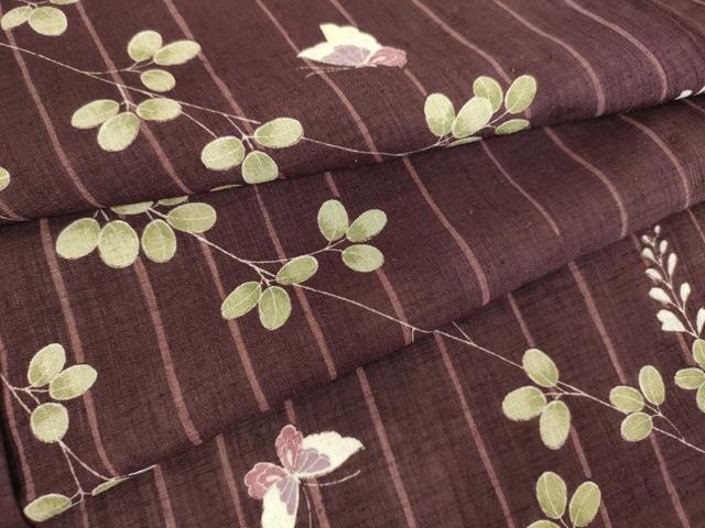 平和屋着物▽小紋　単衣　舞蝶枝葉文　洗える着物　DAAS0500az