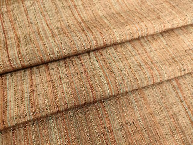 平和屋着物▽上質な紬　単衣　縞　正絹　逸品　DAAS0509az