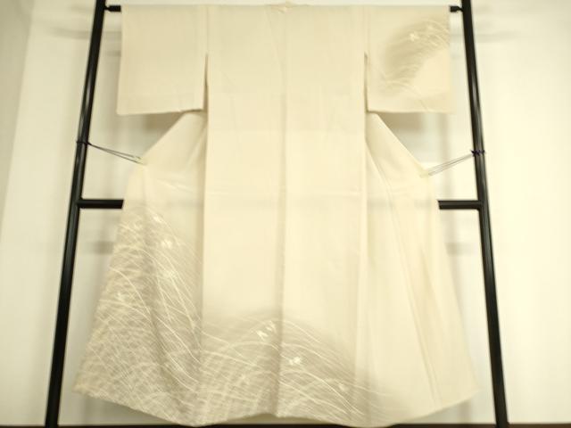 平和屋着物▽訪問着　単衣　芝に舞花　金彩　正絹　逸品　DAAS0527az